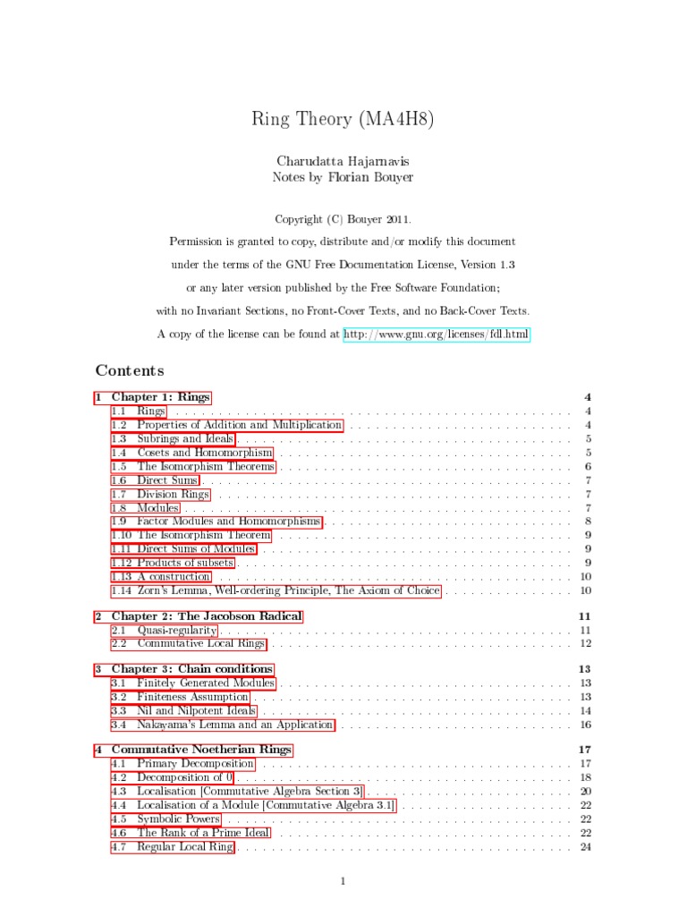 Ring Theory | PDF | Ring (Mathematics) | Module (Mathematics)