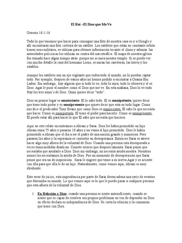 El Roi-El Dios Que Me Ve | PDF | Abrahán | Dios