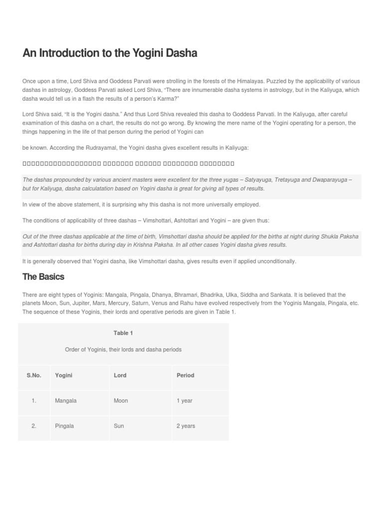 An Introduction To The Yogini Dasha | PDF | Planets In Astrology | Popular Psychology