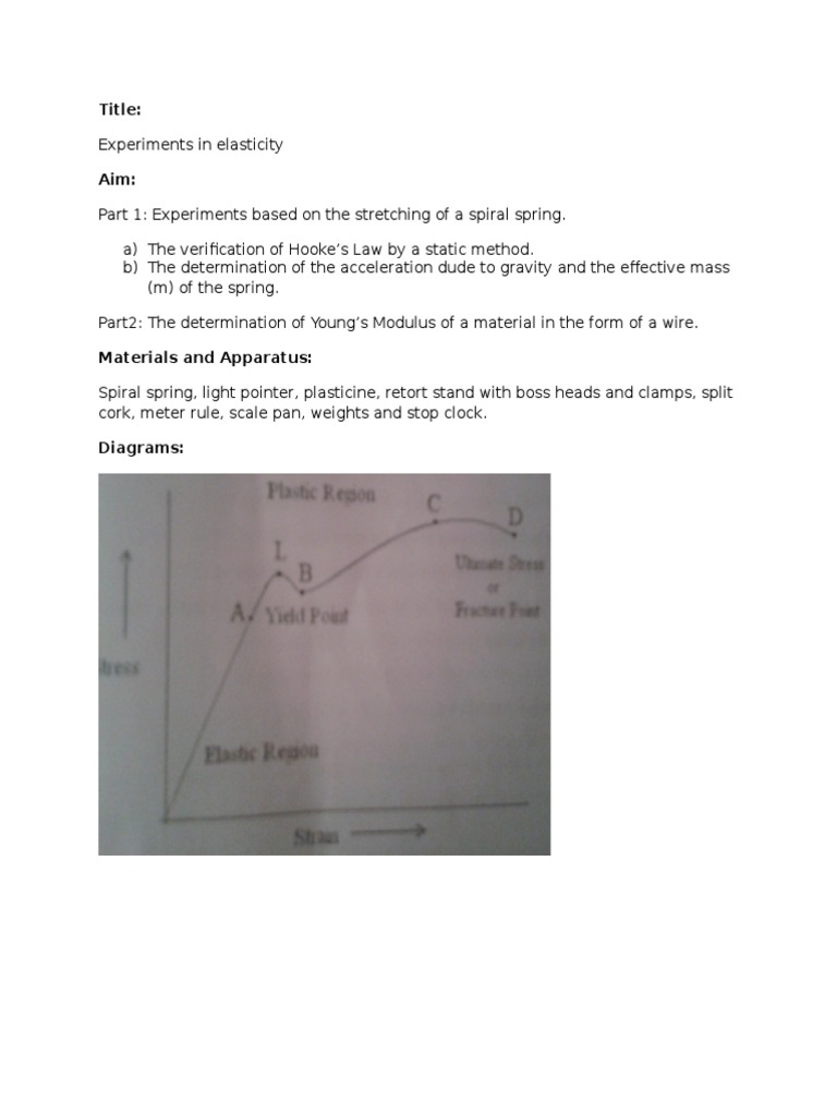 Physics Elasticity Laboratory Report | PDF | Elasticity (Physics ...