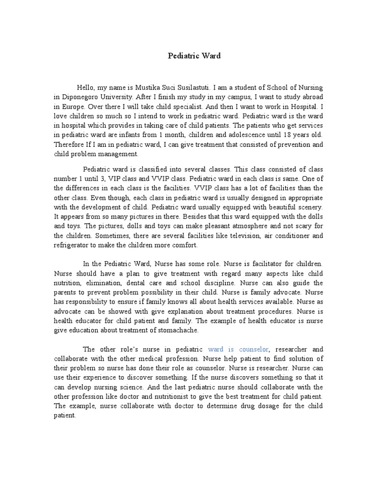 Pediatric Ward | PDF | Pediatrics | Nursing