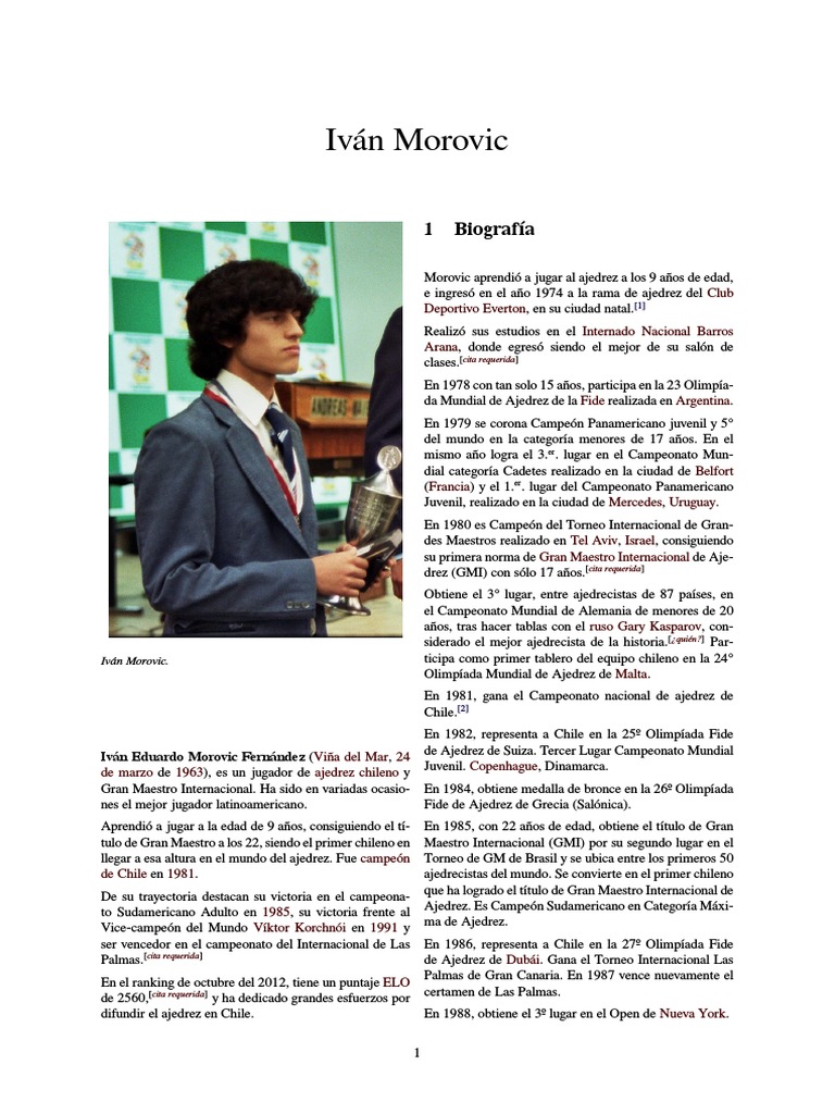 Iván Morovic | PDF | Competiciones de juegos de mesa | Ajedrez