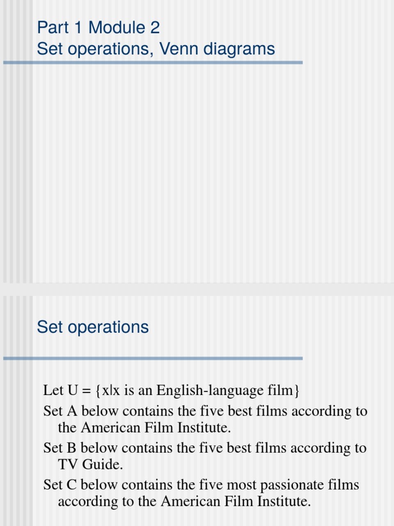 Part 1 Module 2 Set Operations, Venn Diagrams | PDF | Mathematical Concepts | Logic