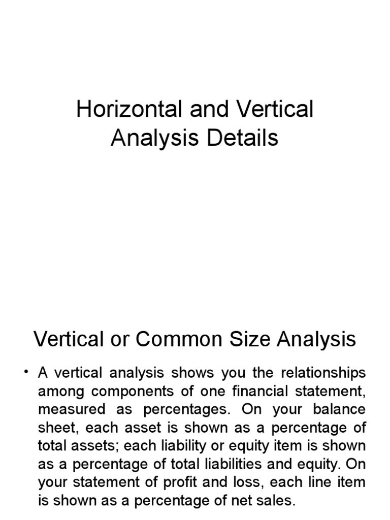 Horizontal and Vertical Analysis Details | PDF | Income Statement | Expense
