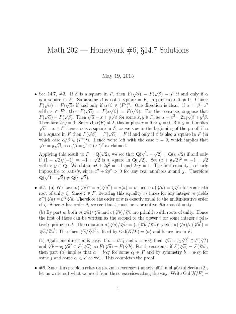 Math 202 - Homework #6, 14.7 Solutions: N N N N | Download Free PDF ...
