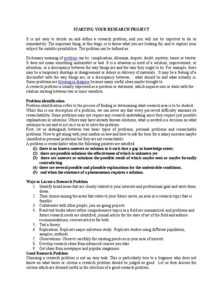 Research Project Problem, Topics and Titles | PDF | Qualitative ...