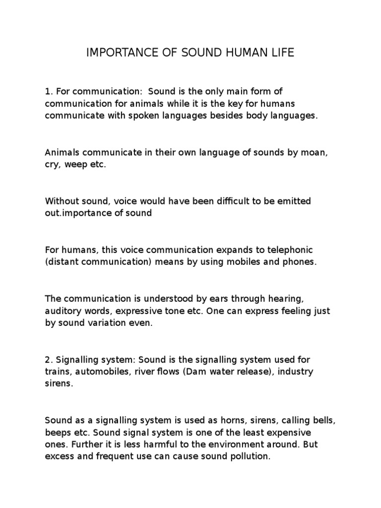 Importance of Sound Human Life | PDF | Ultrasound | Sound