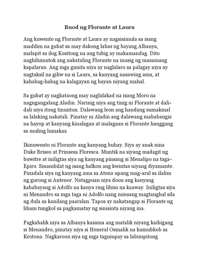 Buod NG Florante at Laura | PDF