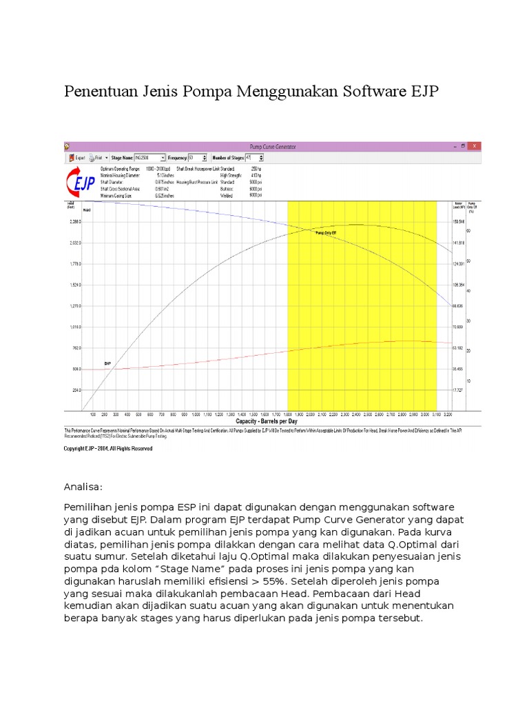 Penentuan Jenis Pompa Menggunakan Software EJP | PDF