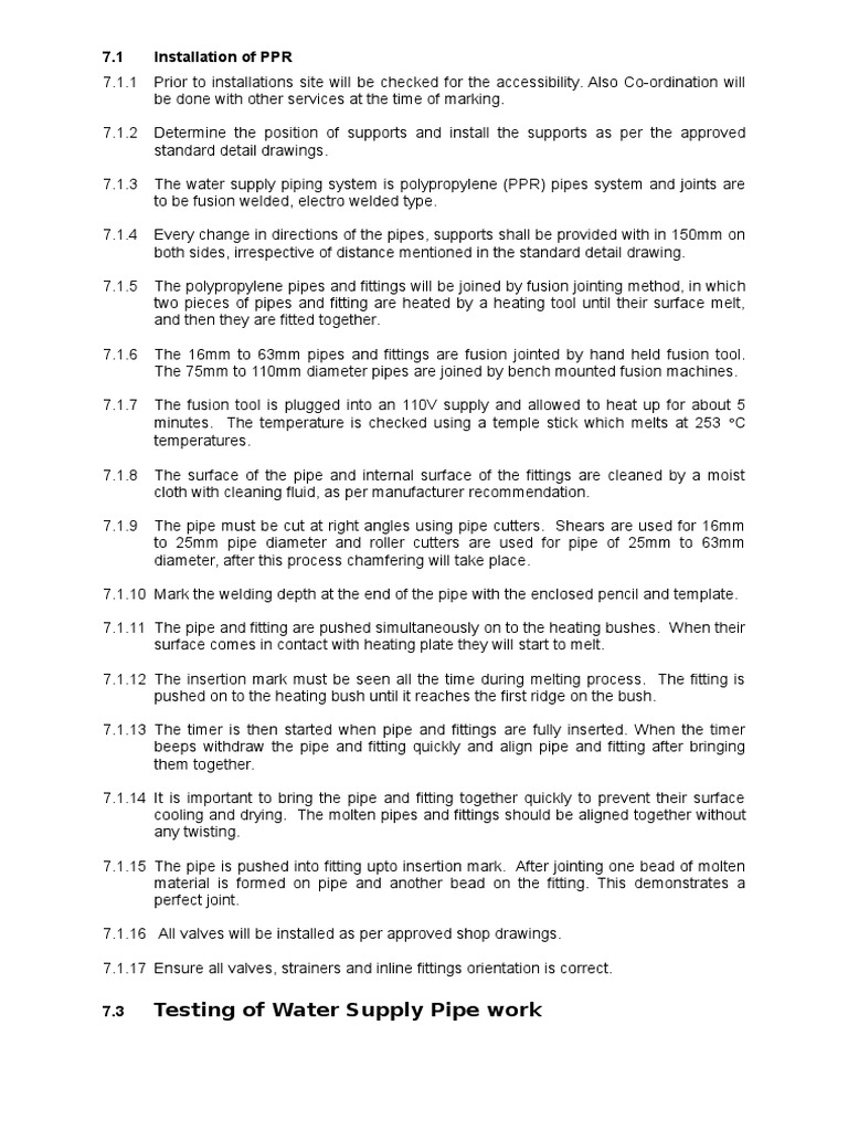 PPR Pipe Installation Method | PDF | Pipe (Fluid Conveyance) | Melting
