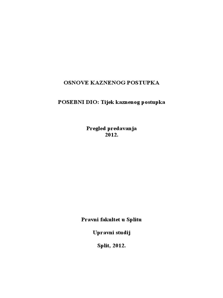 Osnove Kaznenog Postupka | PDF