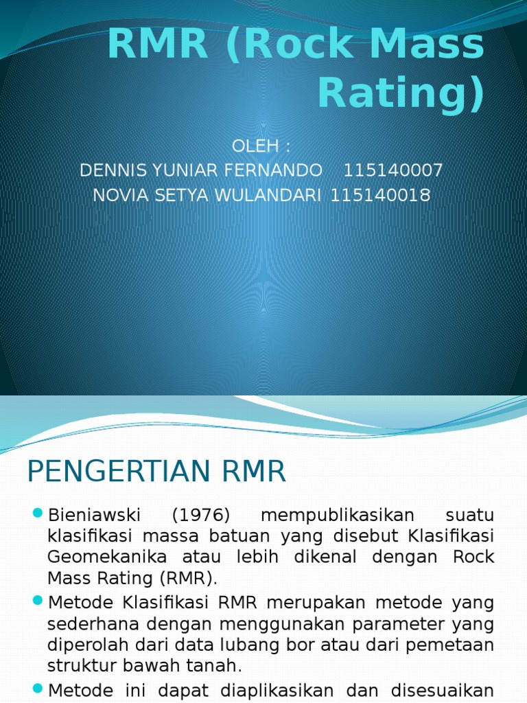 RMR (Rock Mass Rating) | PDF