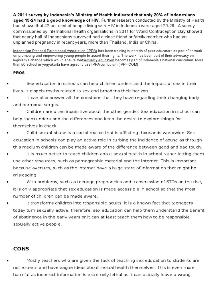 Thbt Sex Education Should Be Taught In School Pdf Sex Education