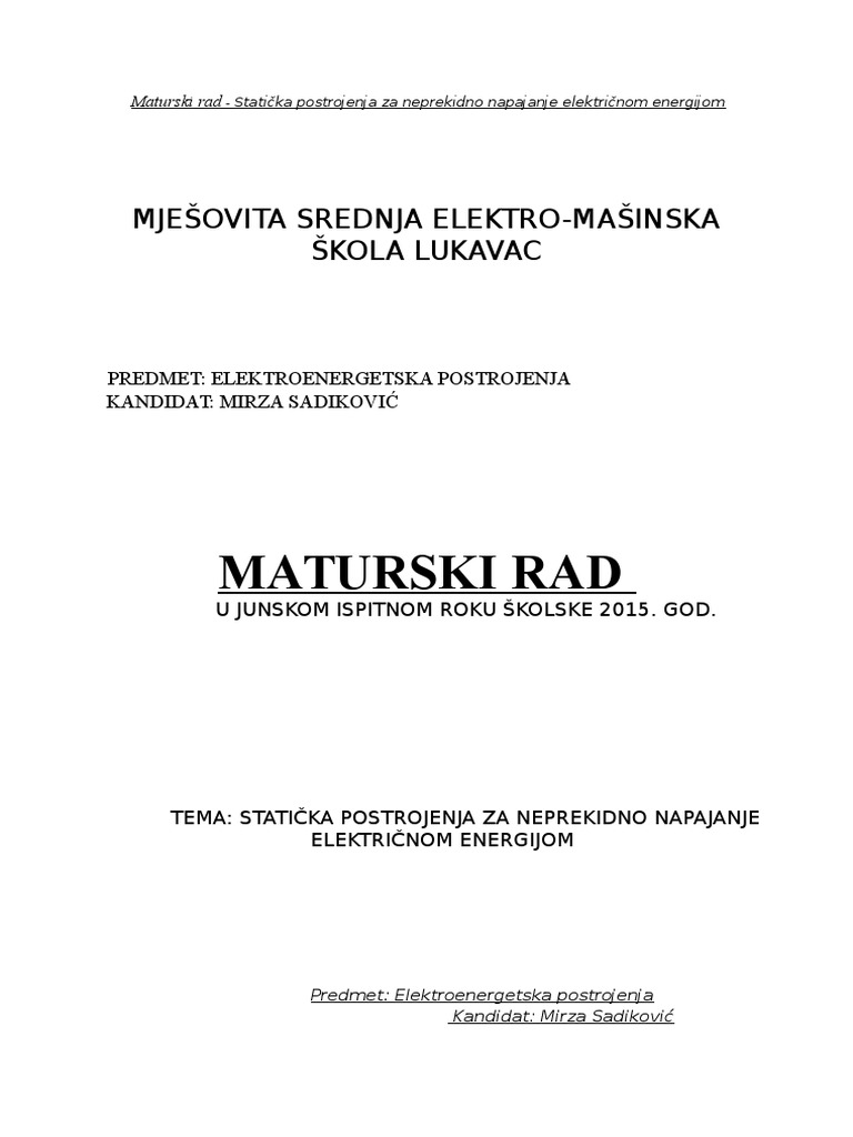 Maturski Rad 1 | PDF
