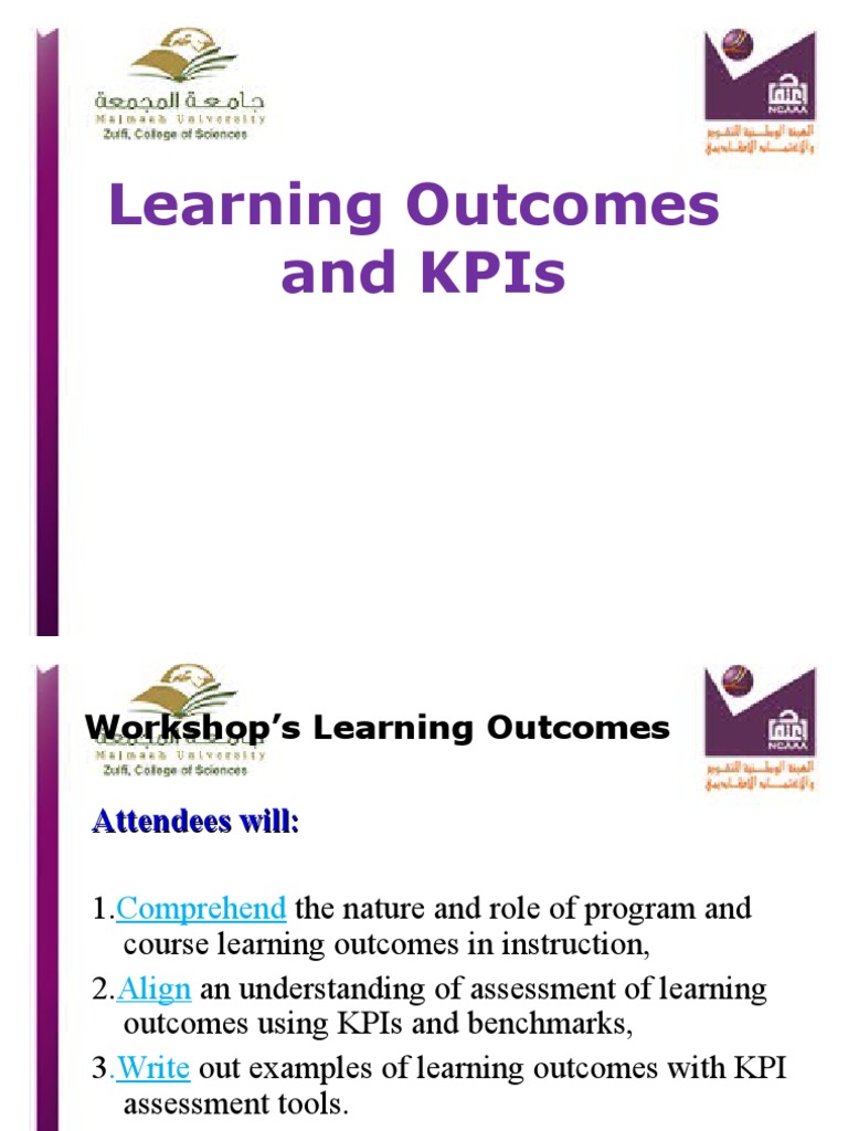 Learning Outcomes and KPIs - Pps | PDF | Learning | Educational Assessment