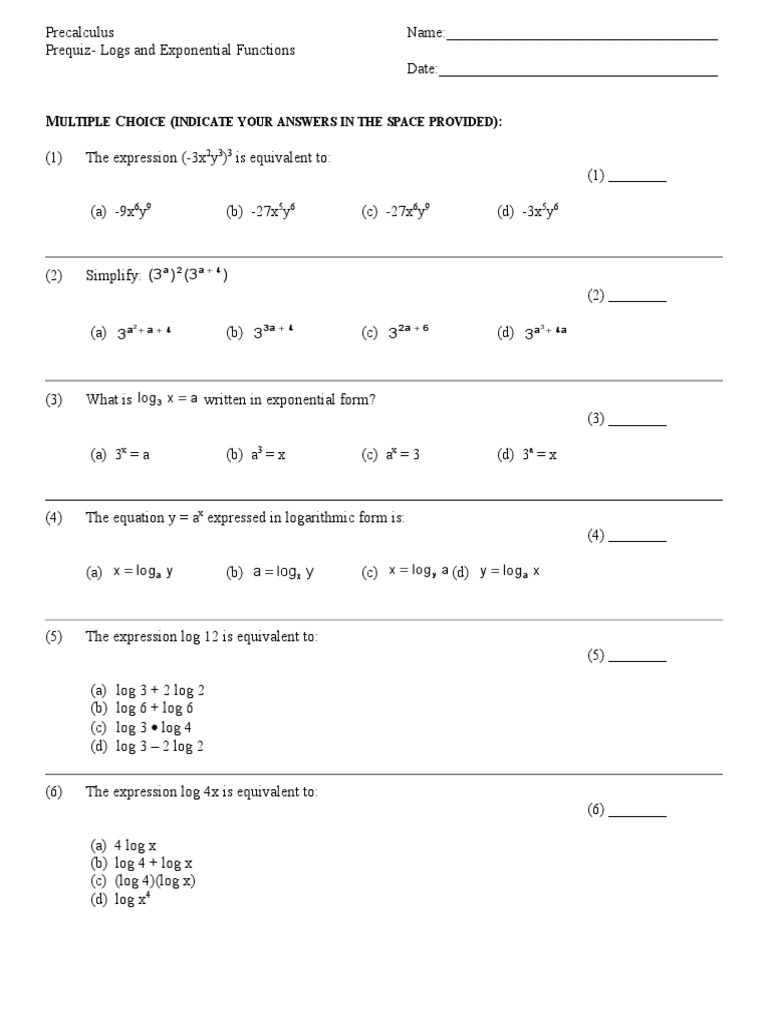 Unit - Exponential and Log Functions | PDF | Logarithm | Exponentiation