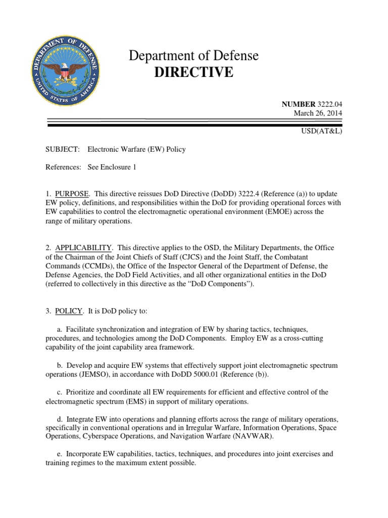 DoD Electronic Warfare Policy PDF | Download Free PDF | Electronic ...