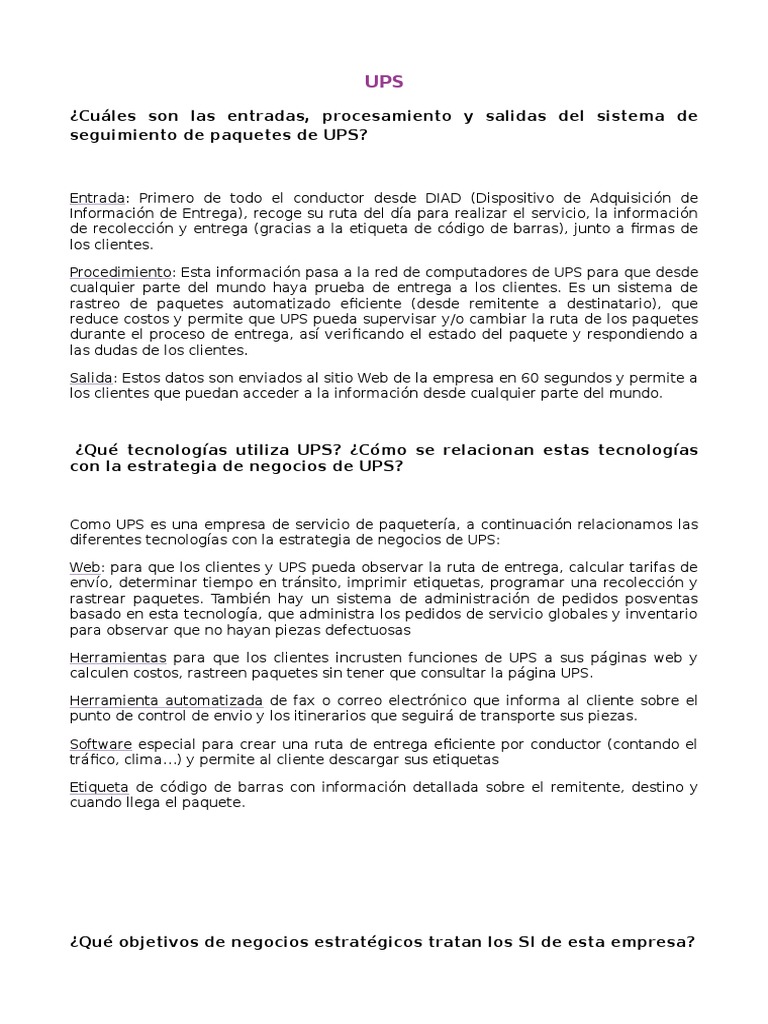 Sistema de Seguimiento de UPS | PDF | Sistema de informacion | Red mundial