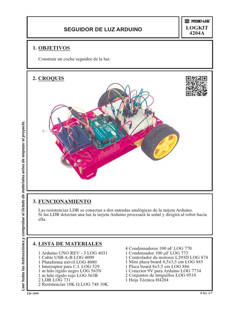 4204 Seguidor de Luz Ed1509 | PDF | Arduino | Ingenieria Eléctrica