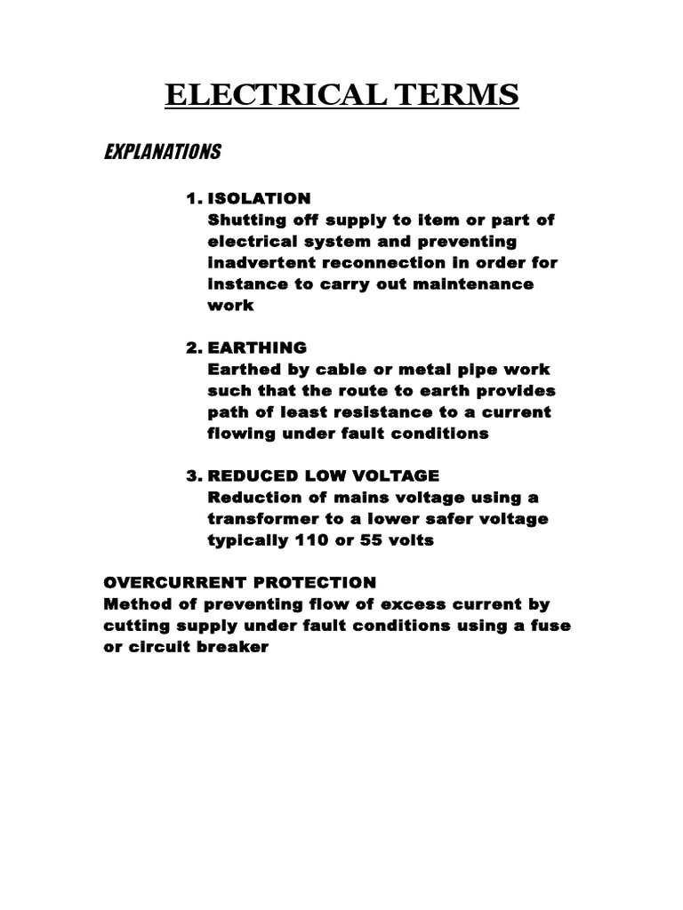 Electrical Terms | PDF | Science & Mathematics
