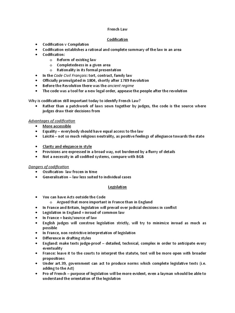 French Law | PDF | Precedent | Codification (Law)
