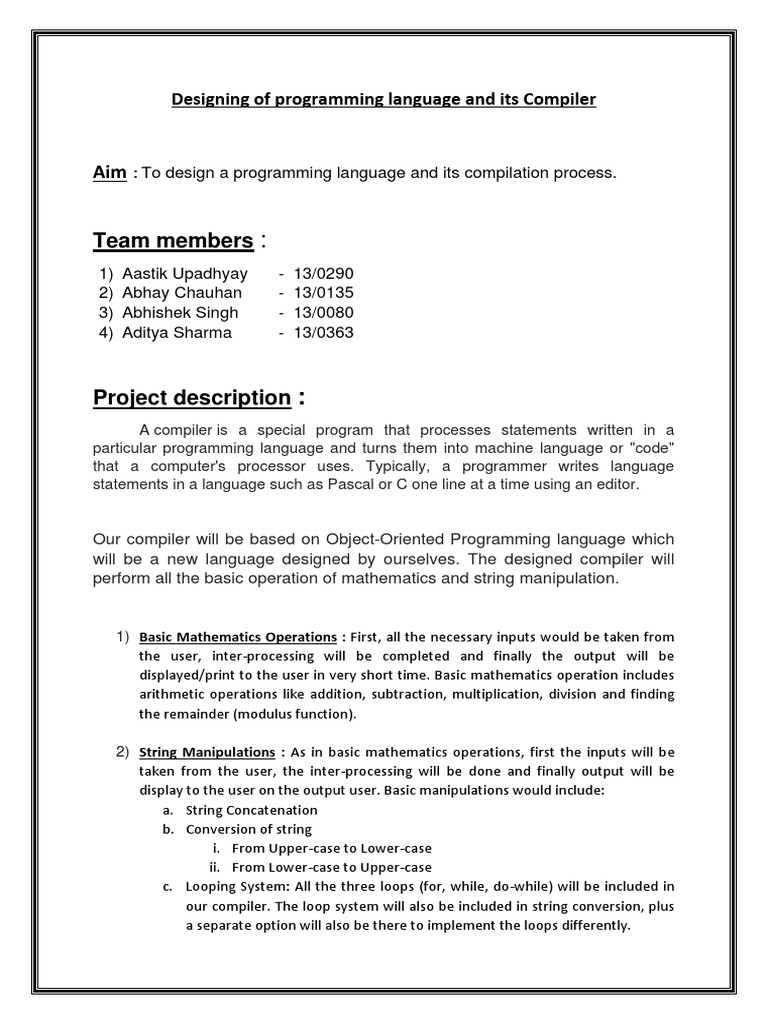 Synopsis Compiler Design | PDF | Compiler | Systems Engineering