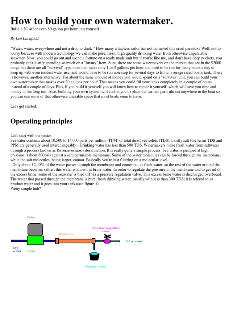 DIY Watermaker Installation Guide | PDF | Pump | Valve