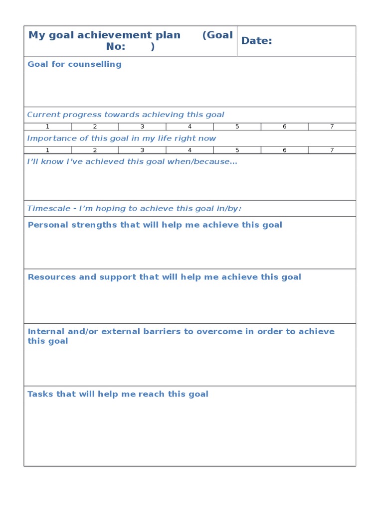 Goal Achievement Plan Template | PDF | Career & Growth
