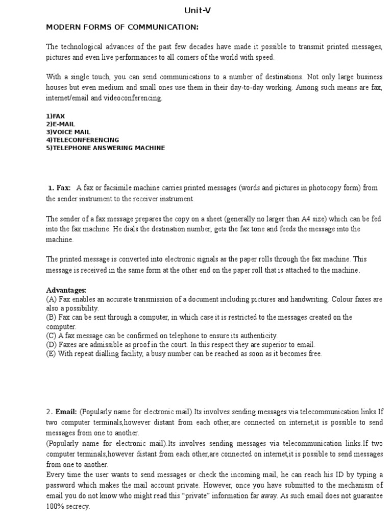 Modern Forms of Communication | Download Free PDF | Fax | Videotelephony