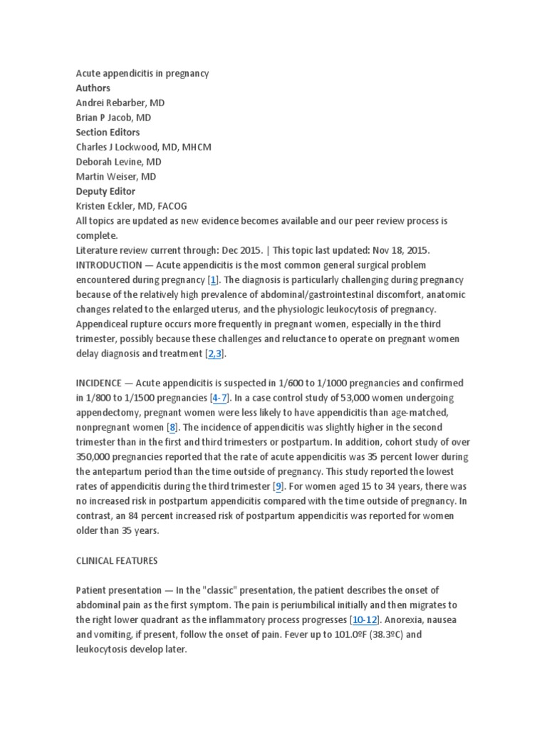 Acute Appendicitis in Pregnancy | PDF | Ct Scan | Magnetic Resonance ...