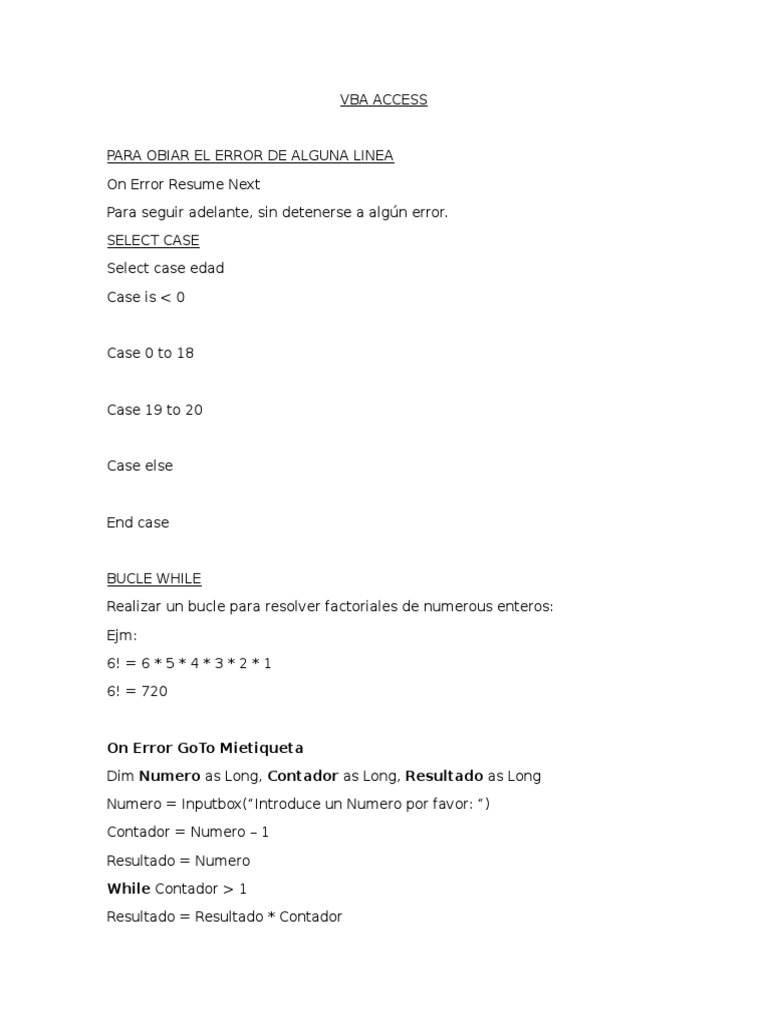 Vba Access | PDF