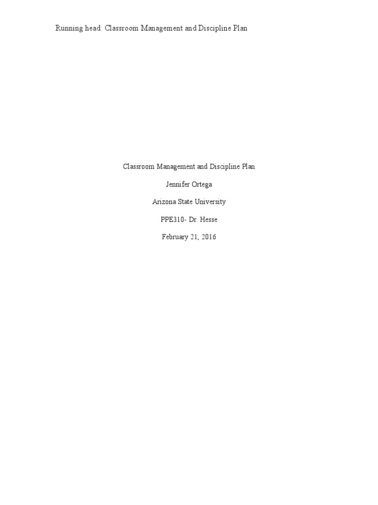 Classroom Management and Discipline Plan Ppe310 | PDF