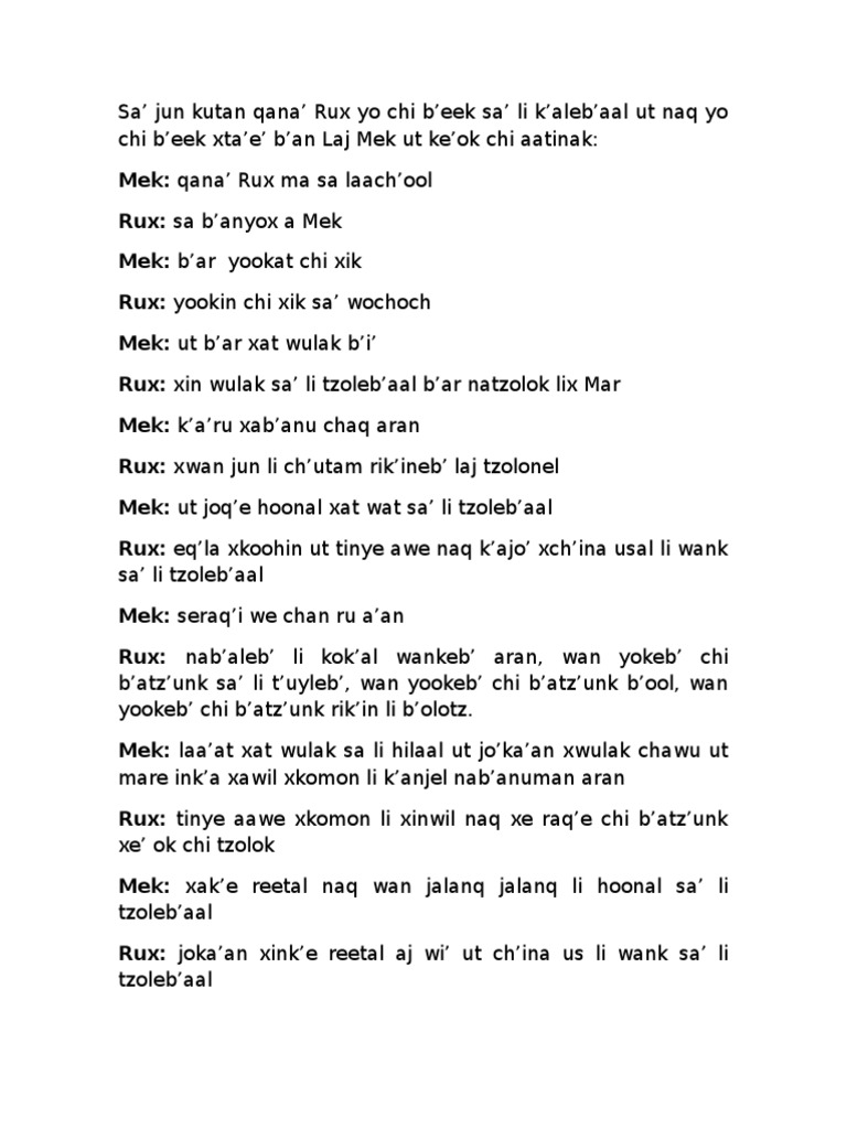 Dialogos en Qeqchi 2013 | PDF