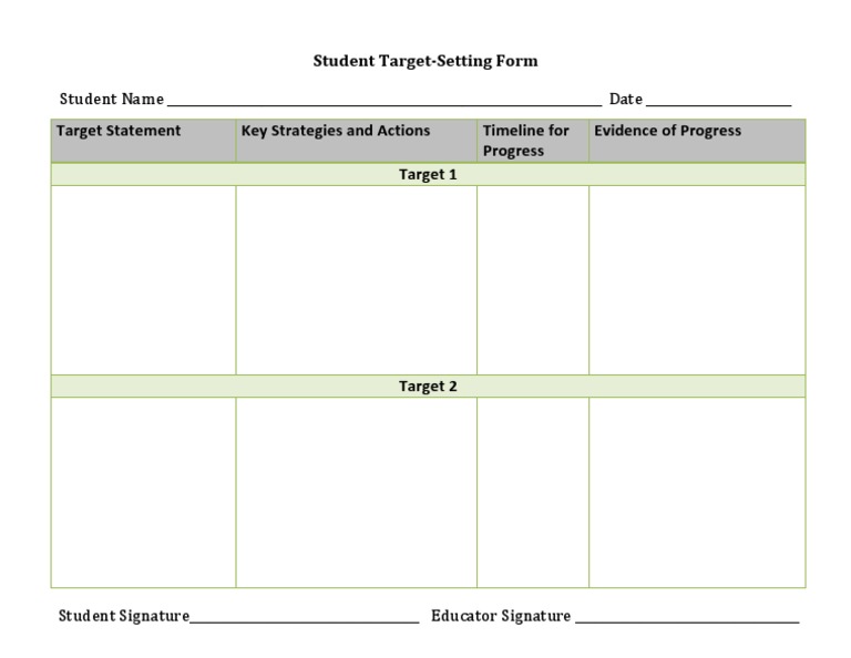 Student Target-Setting Form Template | PDF | Business