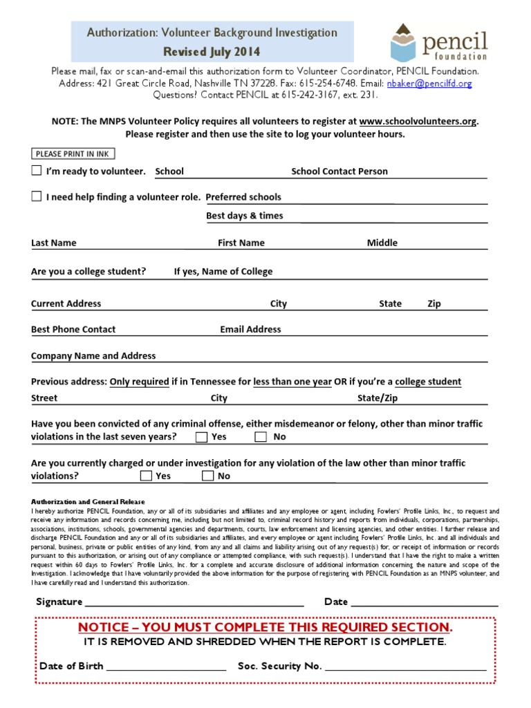 Volunteer Background Check Form | PDF | Criminal Record | Public Law