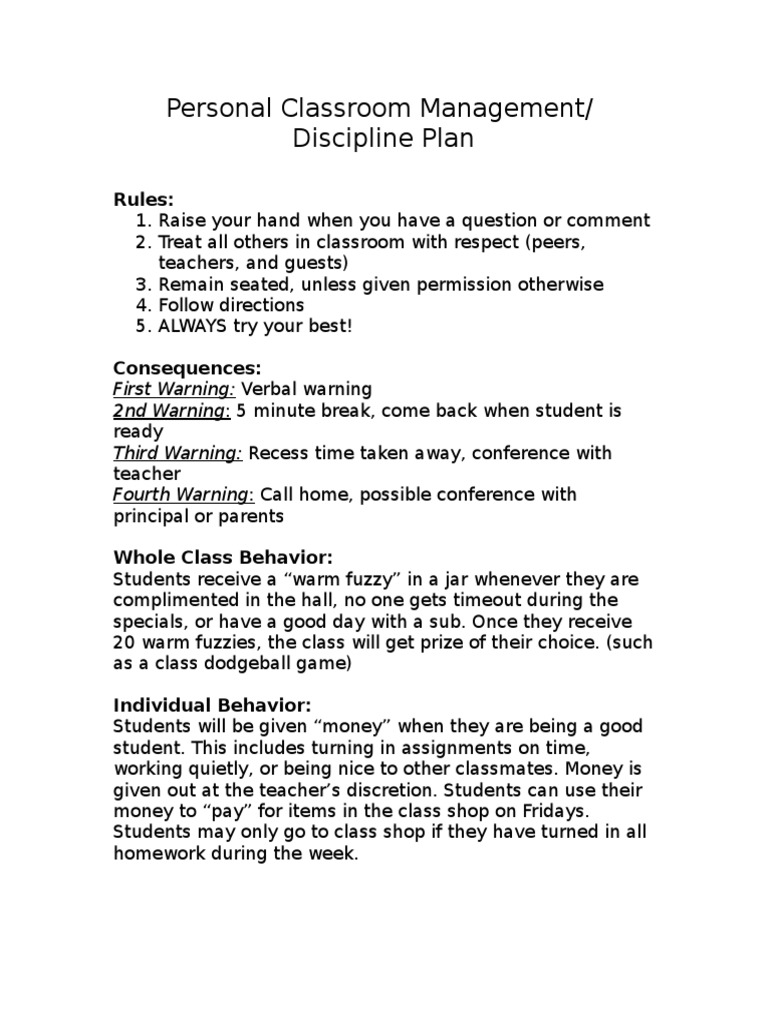 Personal Classroom Management | PDF