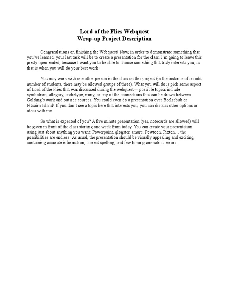 Lord of the Flies Presentation Guide | PDF