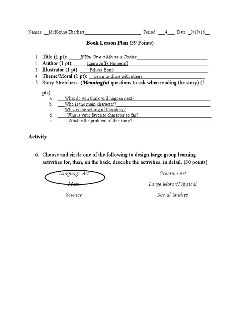 Preschool Story Activity Plan | PDF | Lesson Plan | Pedagogy