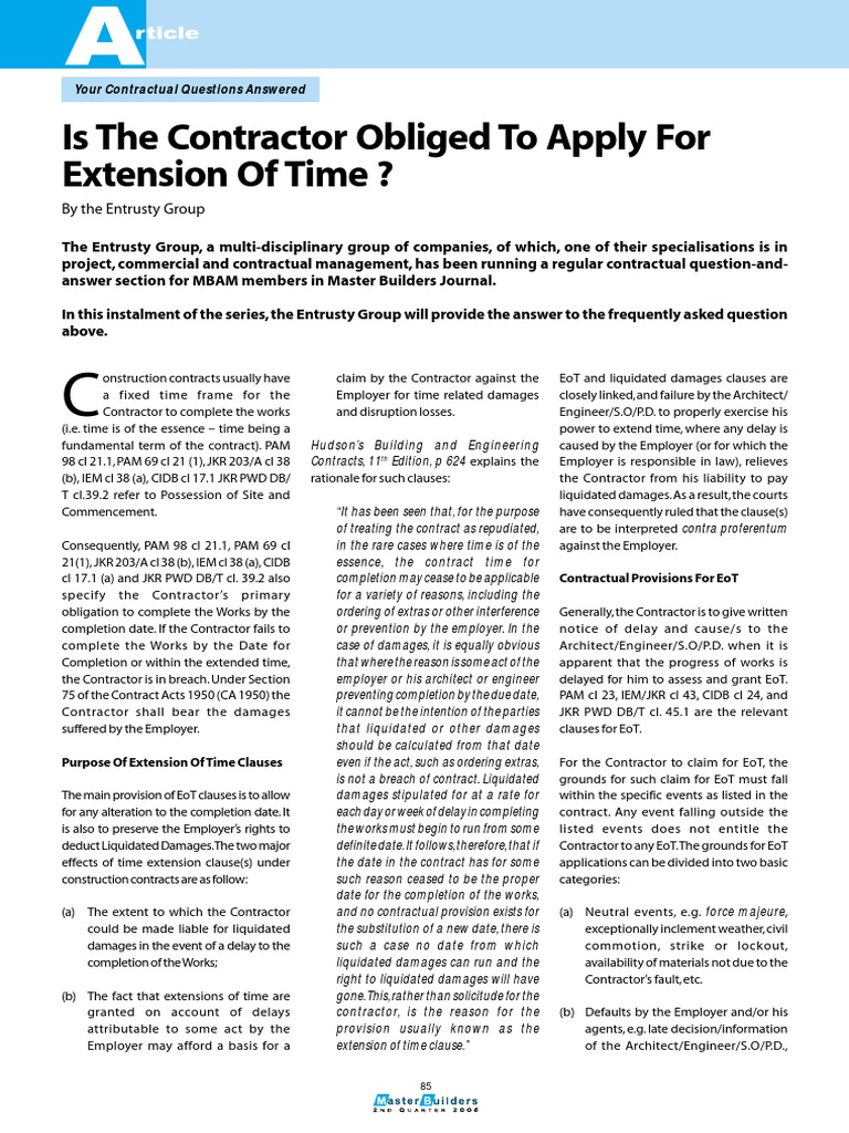 Construction Contract Time Extensions | PDF