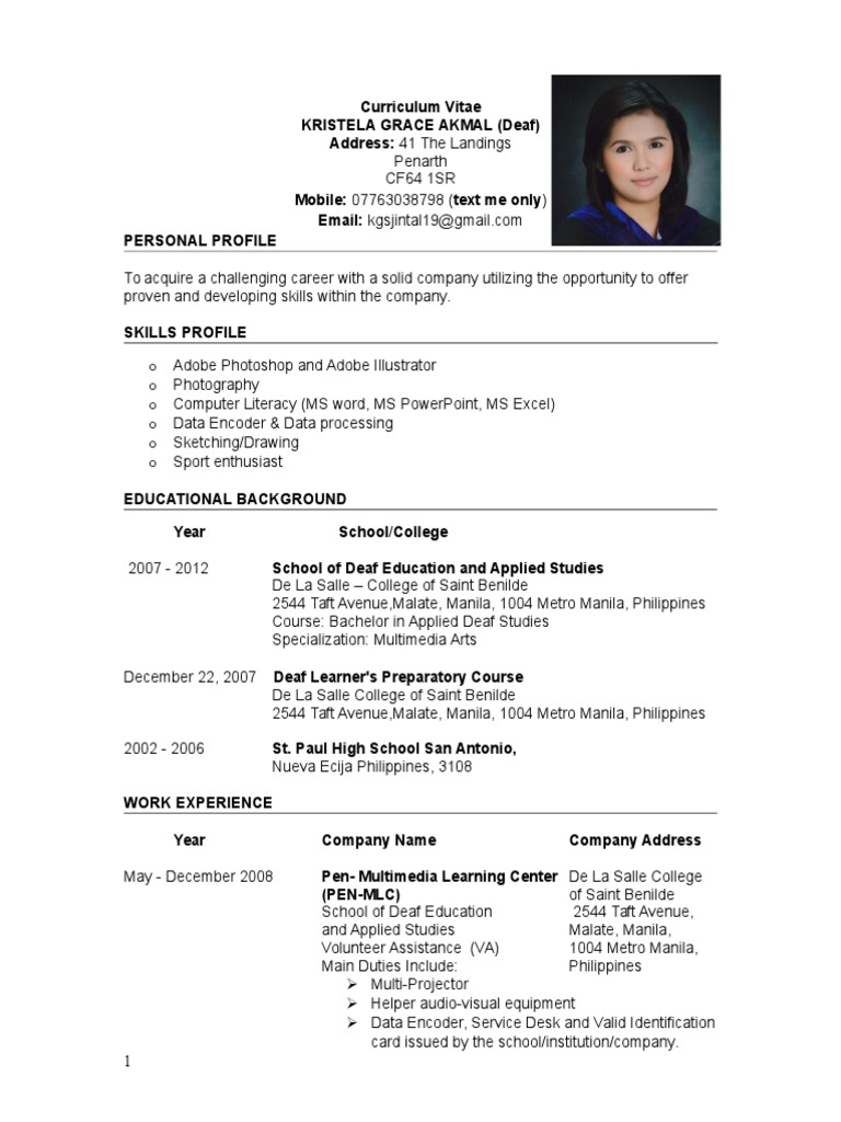 CV Kristela Akmal DeafOnly | PDF | Communication | Further Education