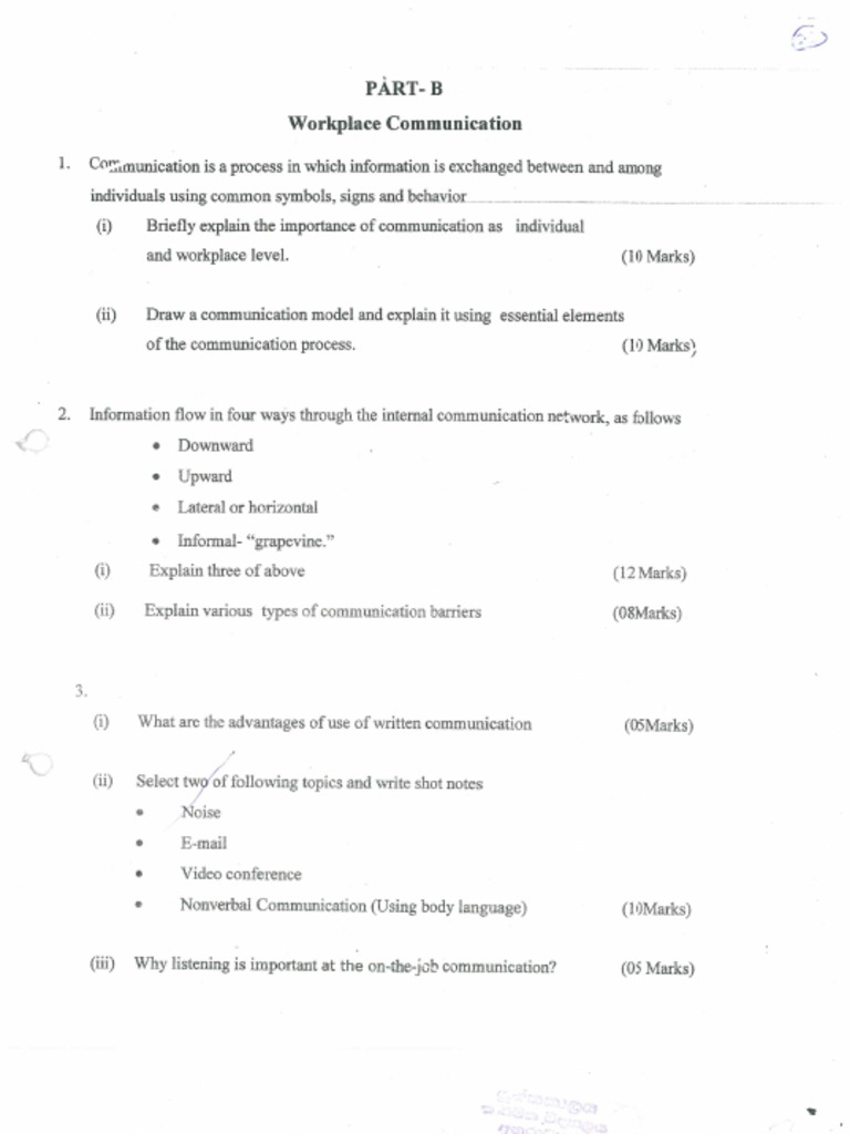 Work Place Communication Past Paper | PDF