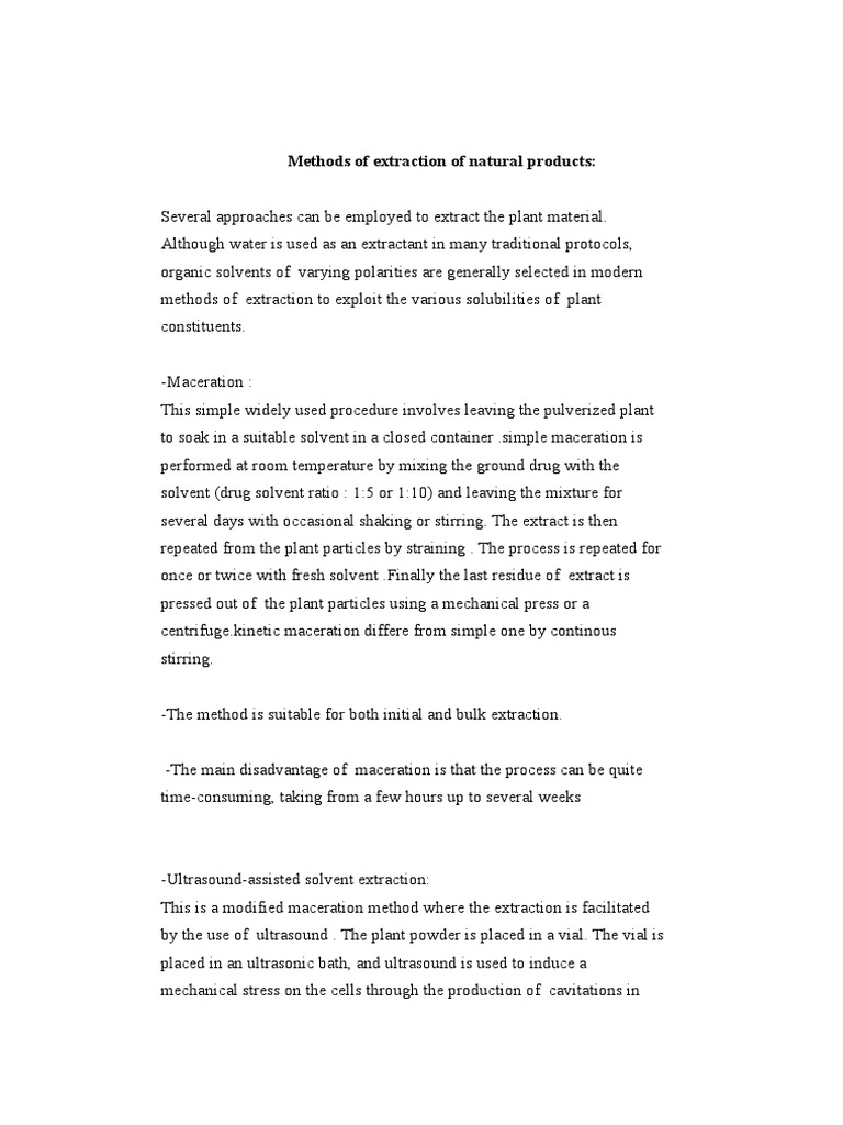 Methods of Extraction of Natural Products | PDF | Industrial Processes ...