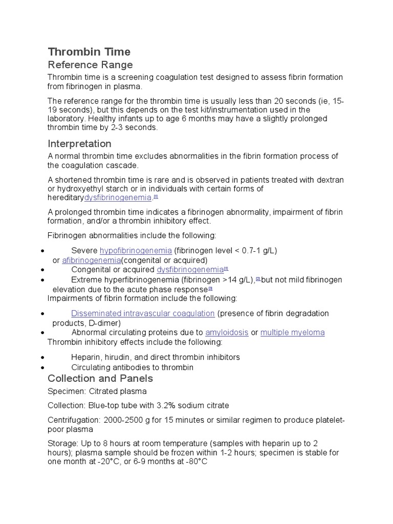 Thrombin Time, PT, APTT, Fibrin, Ddimer | PDF | Coagulation | Blood ...