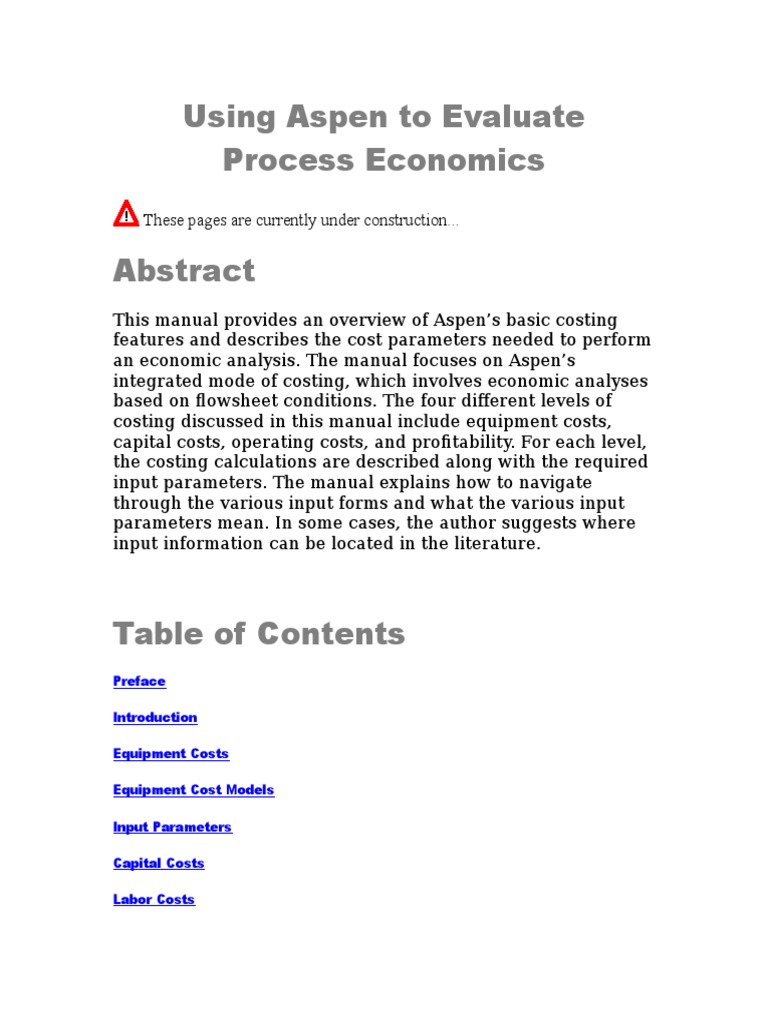 Aspen Process Economic Analysis Guide | PDF | Internal Rate Of Return ...