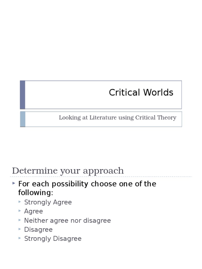 Critical Worlds: Looking at Literature Using Critical Theory | PDF ...