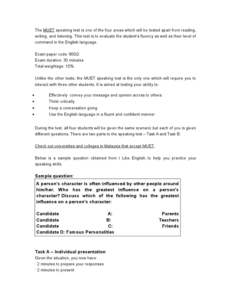 MUET Speaking | PDF | Test (Assessment) | Semiotics