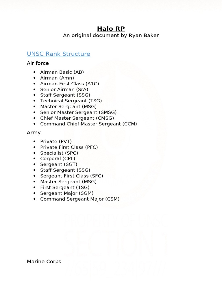 UNSC and Covenant Rank Structures | PDF