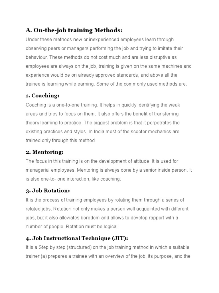 On The Job and Off The Job Training | PDF | Apprenticeship | Case Study