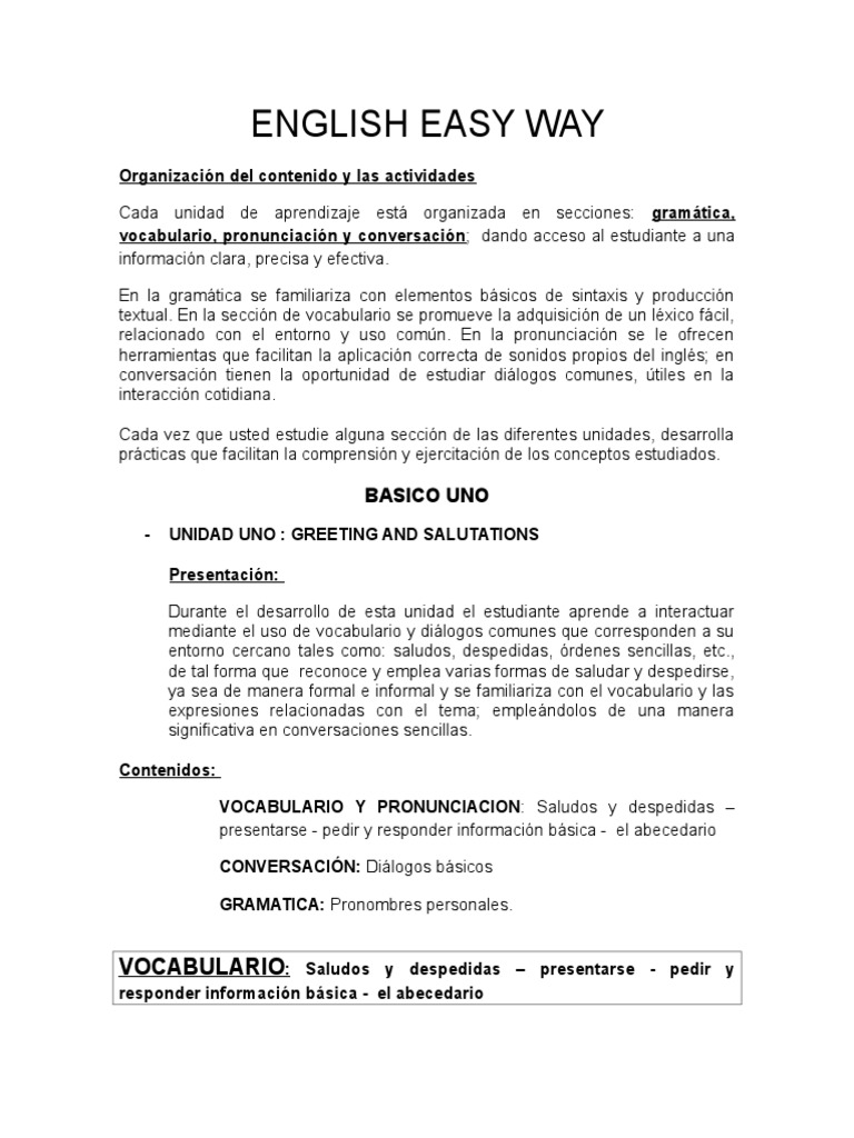 English Easy Way-Mod 1 | PDF | Alfabeto | Información