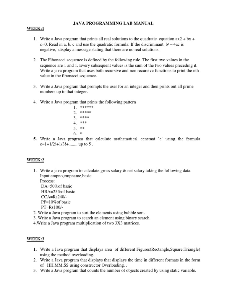 Cse Java Lab Manual Download Free Pdf Java Programming Language String Computer Science